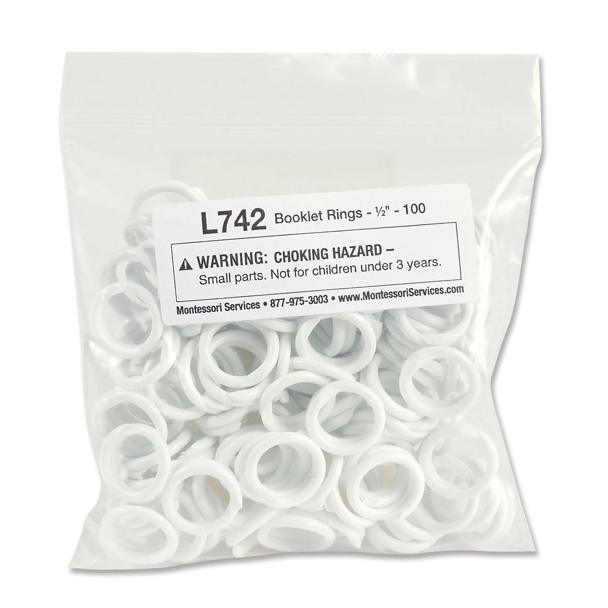 100 Half-Inch Booklet Rings - Montessori Services