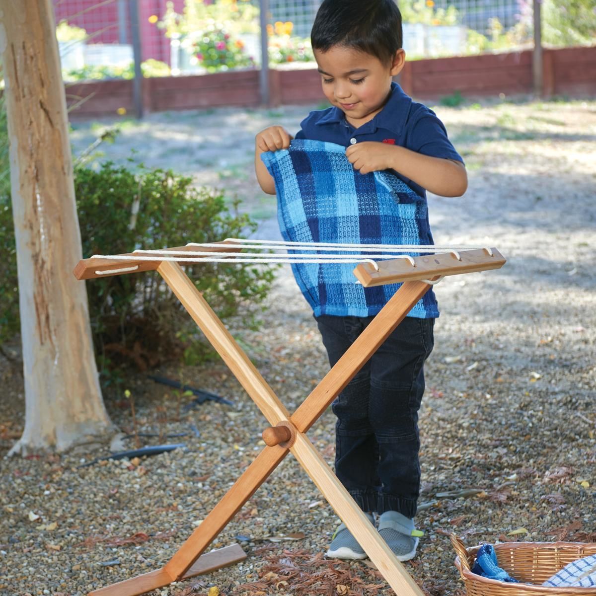 Hardwood Clothesline Stand - For Small Hands